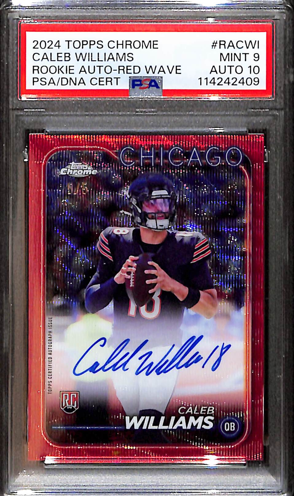 2024 Topps Chrome Caleb Williams Rookie Auto Red Wave 5/5 – Mojobreak Shop