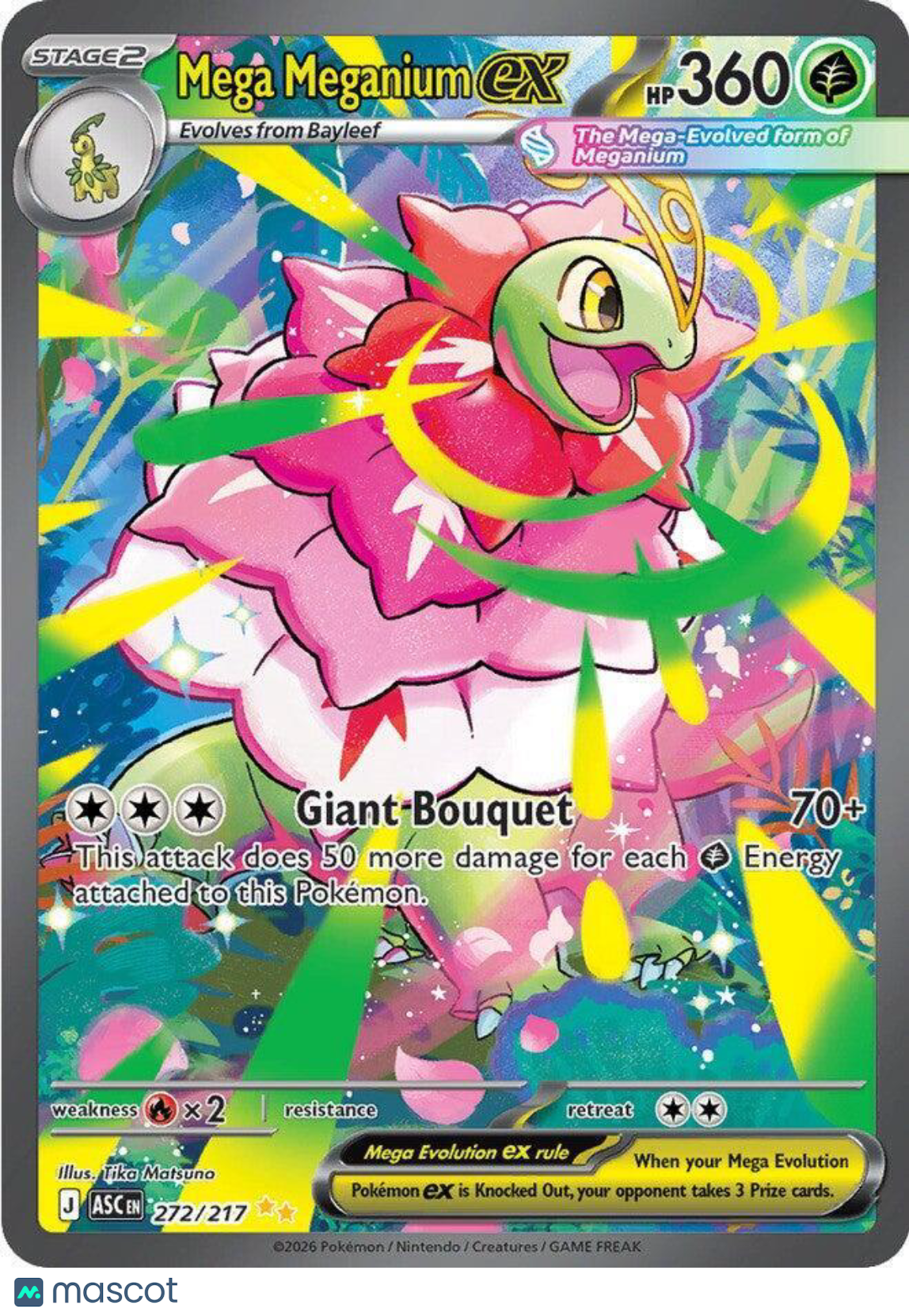 2025 Pokemon Scarlet & Violet White Flare Mega Meganium EX Holo Secret ...